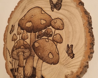 Handcrafted Mushroom Pyrography Art - Etsy