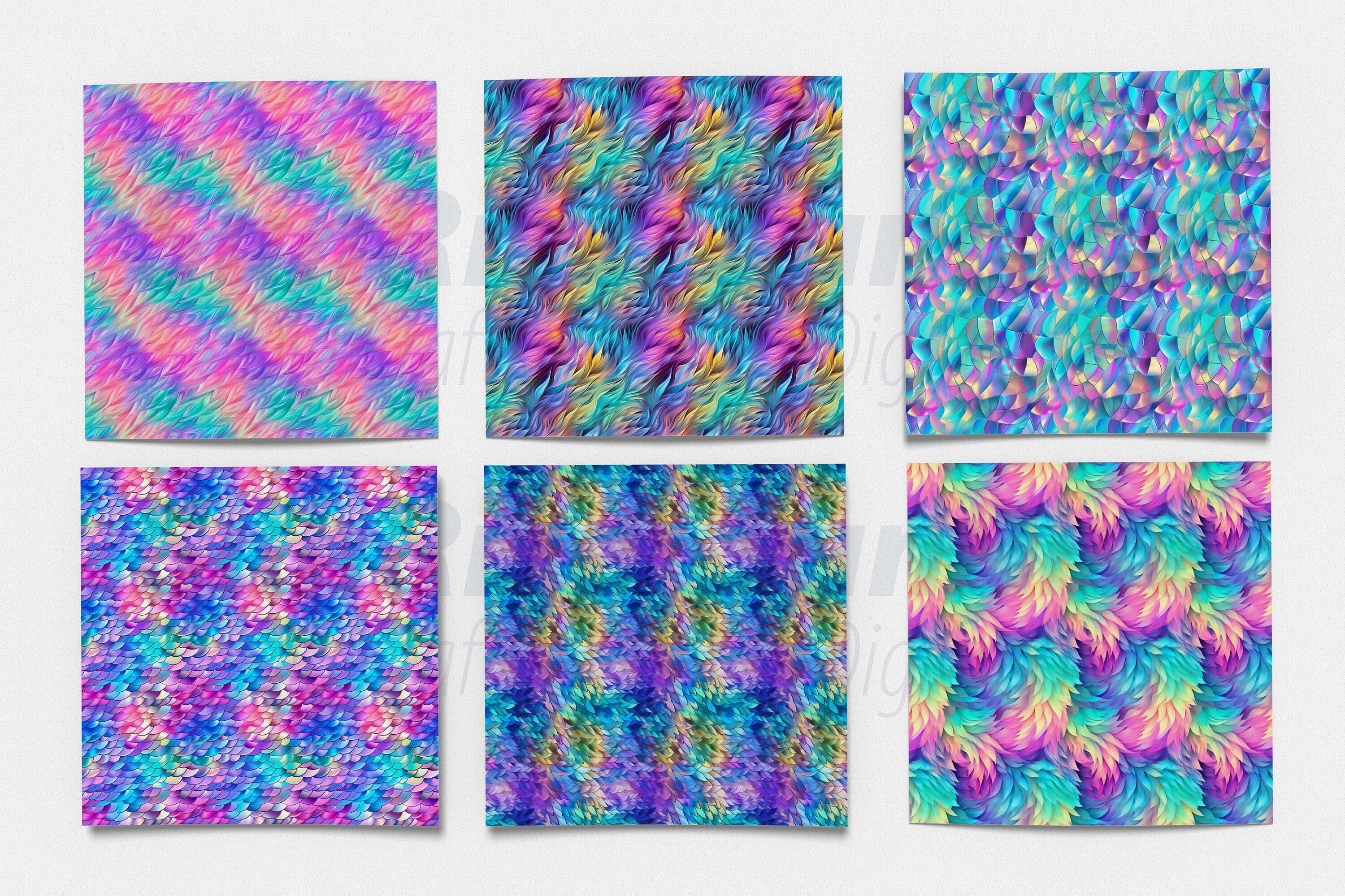 Iridescent Holographic Digital Paper, Seamless Grimoire Book Textures ...