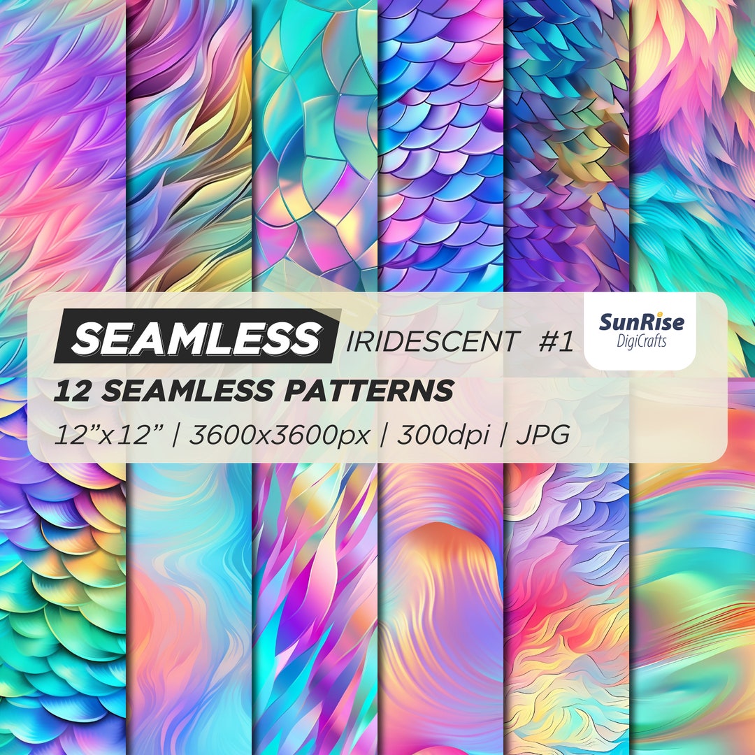 Iridescent Holographic Digital Paper, Seamless Grimoire Book Textures ...