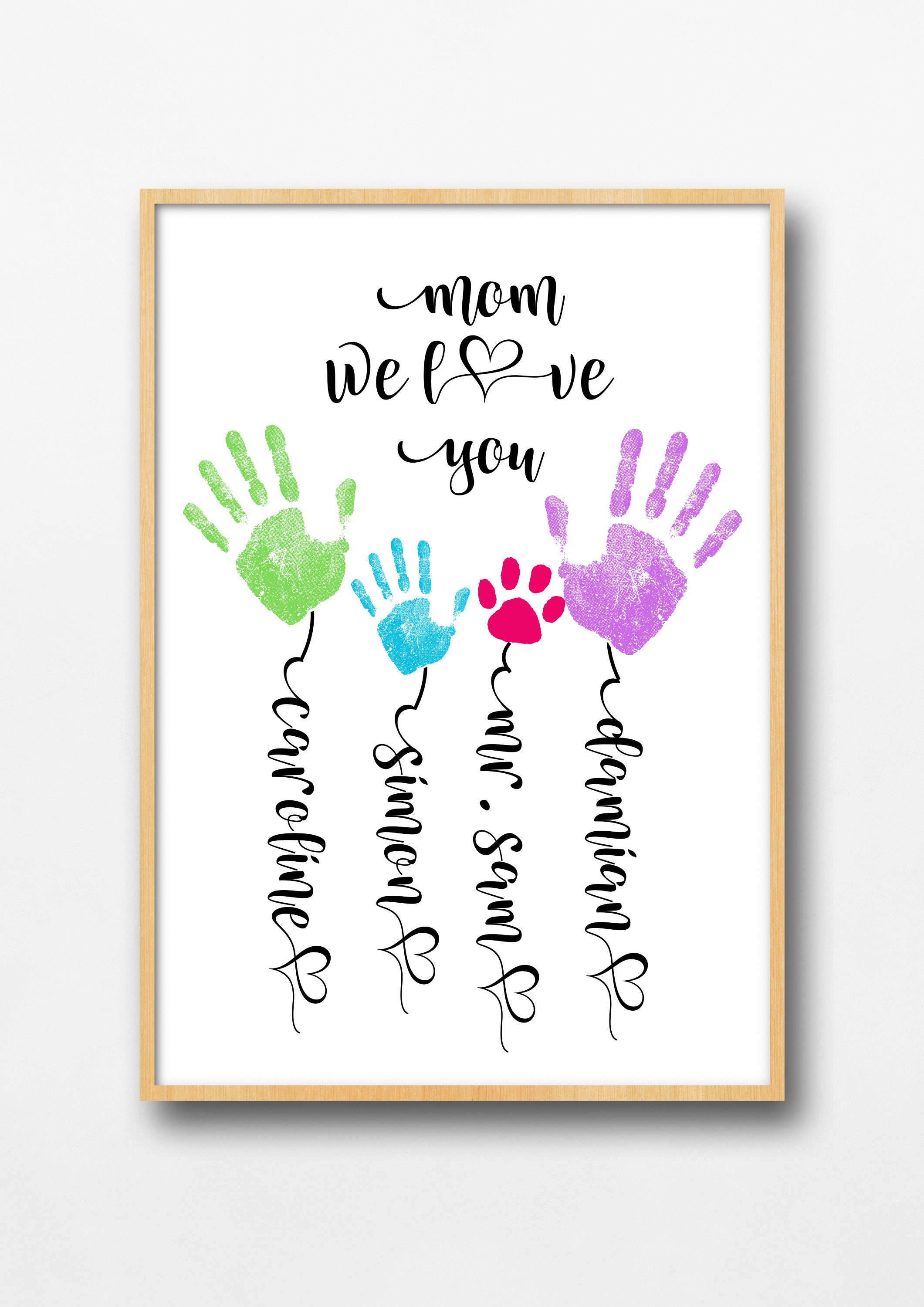 Printable Mothers Day Card | Family Handprint Card for Mom or Grandma ...