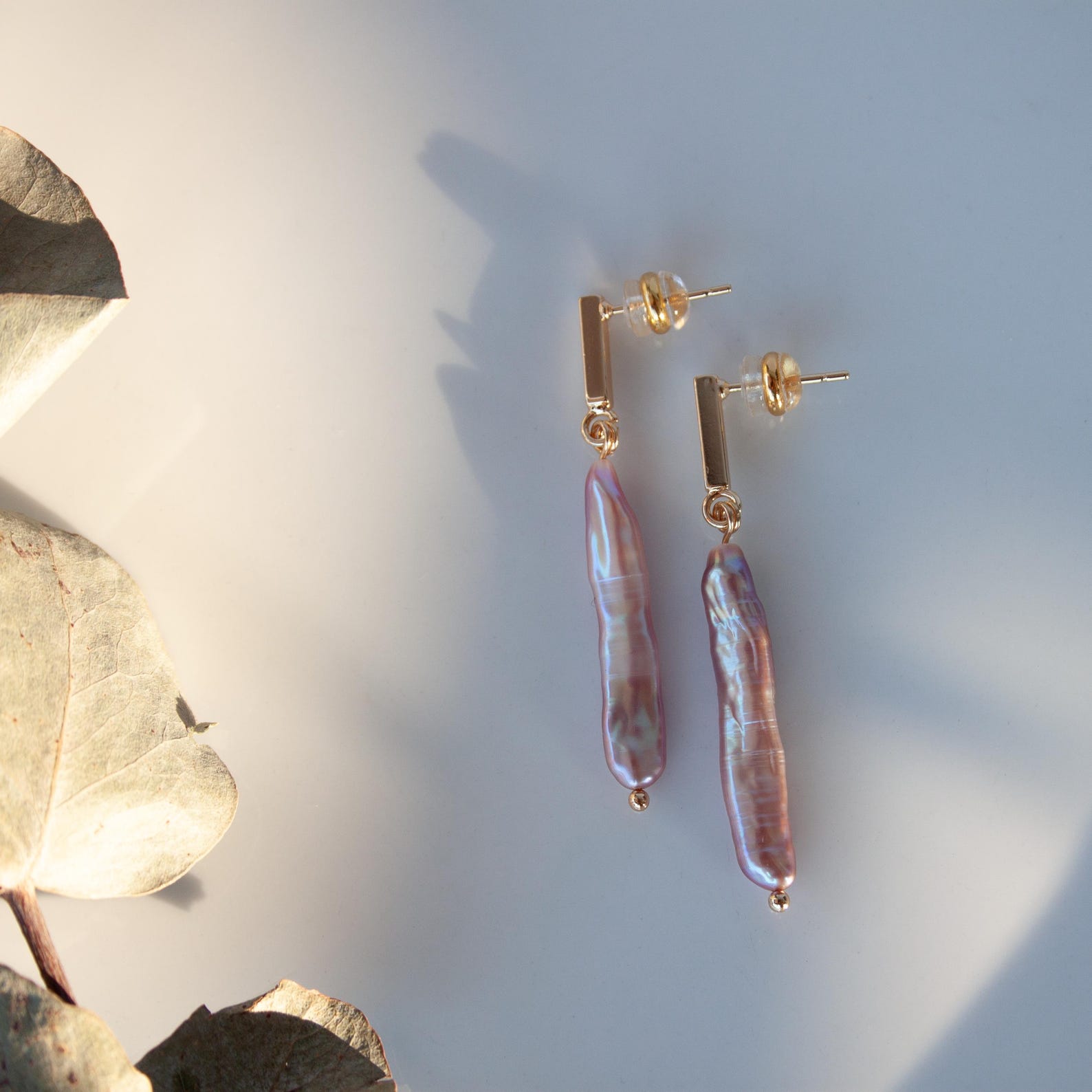 Pink Baroque Pearl Dangle Earrings, Minimalist Baroque Pearl Earrings ...