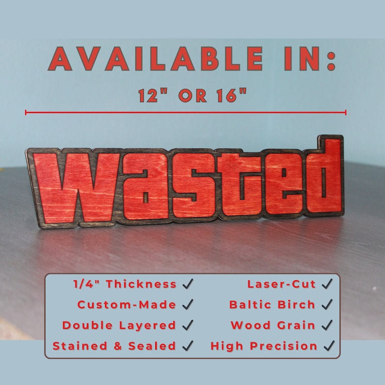 GTA Wasted Sign - Etsy