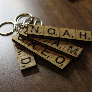 Custom Scrabble Tile Keychain, Personalized Birch Game Tile ...