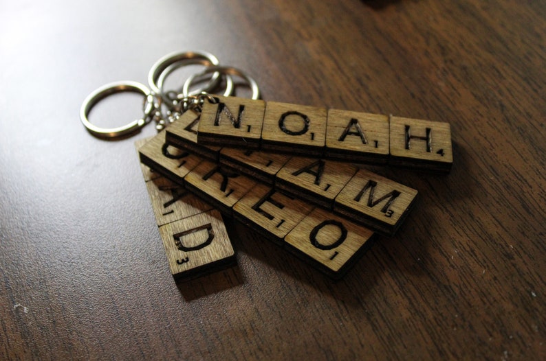 Custom Scrabble Tile Keychain, Personalized Birch Game Tile ...