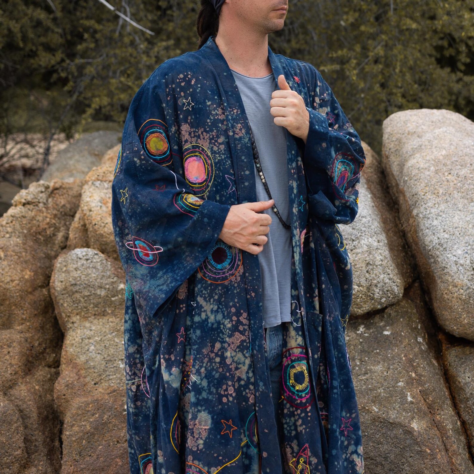 Sota Men Kimono Patchwork Duster Boho Handmade Meditation Robe ...