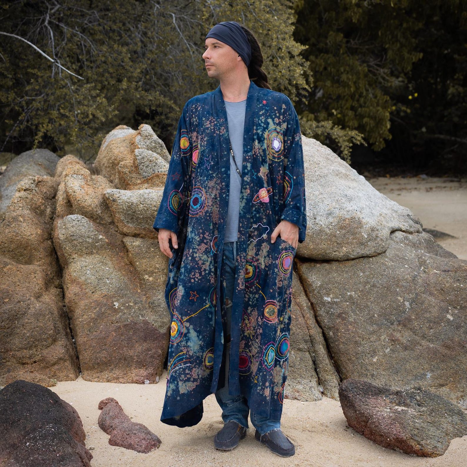 Sota Men Kimono Patchwork Duster Boho Handmade Meditation Robe ...