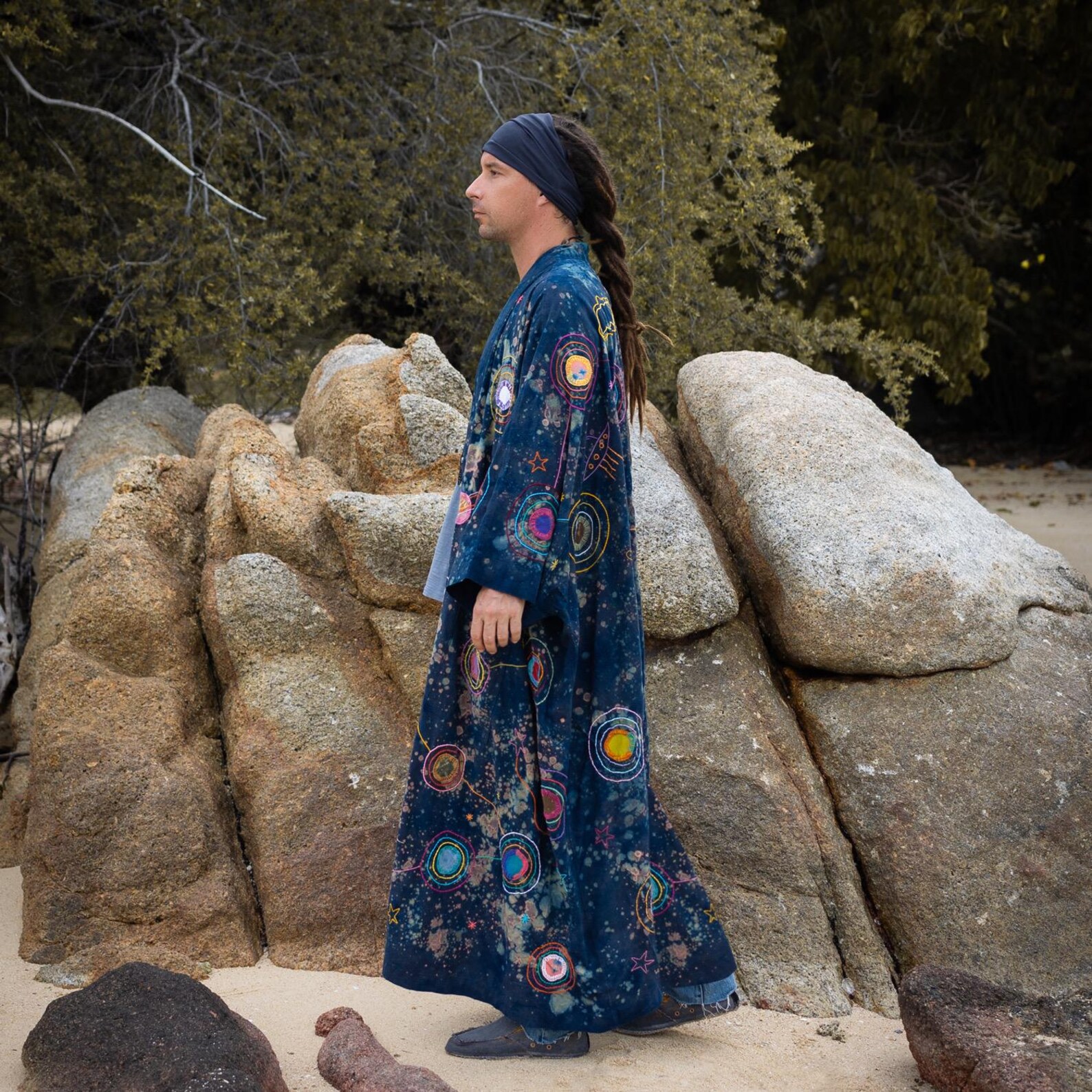 Sota Men Kimono Patchwork Duster Boho Handmade Meditation Robe ...