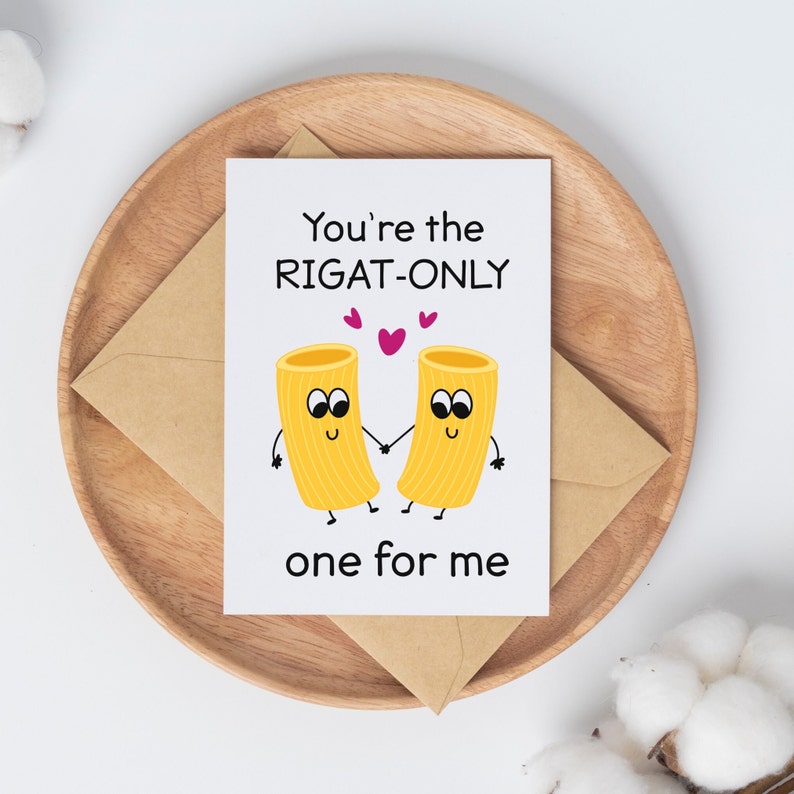 Pasta Valentine Card, Rigatoni Valentine Card, Valentine Card for Pasta ...