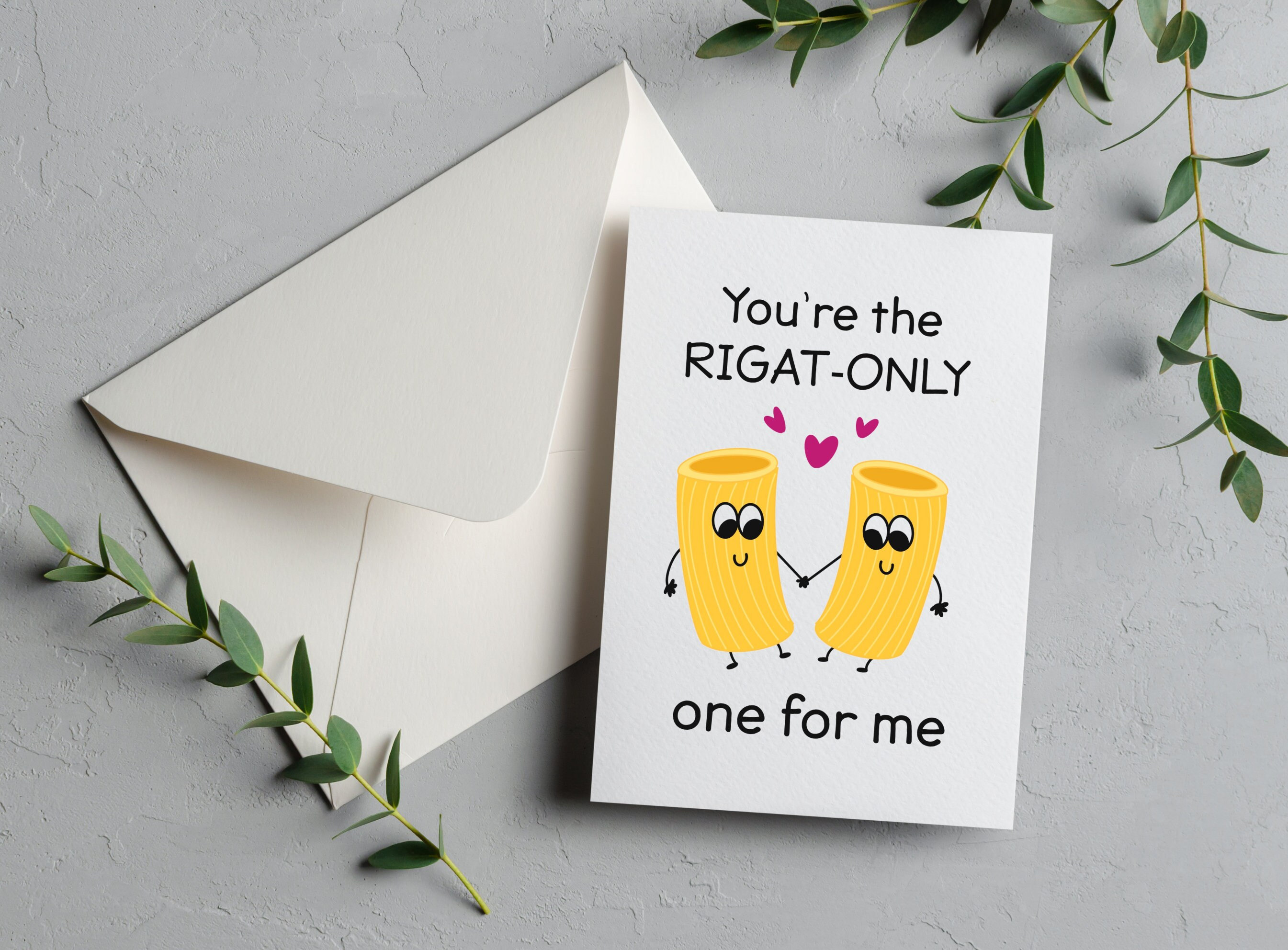 Pasta Valentine Card, Rigatoni Valentine Card, Valentine Card for Pasta ...