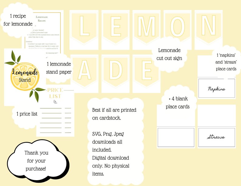 Lemonade Stand Printables SVG, PNG, JPEG - Etsy