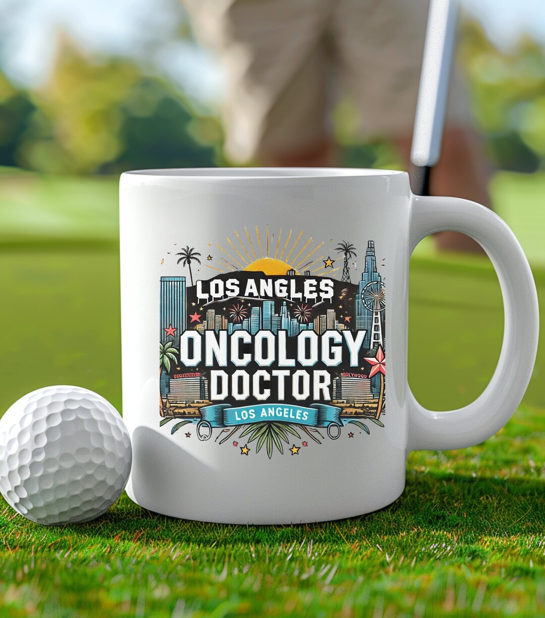 Los Angles Themed Set of 2 White Coffee Mugs - Ideal Xmas, Birthday ...