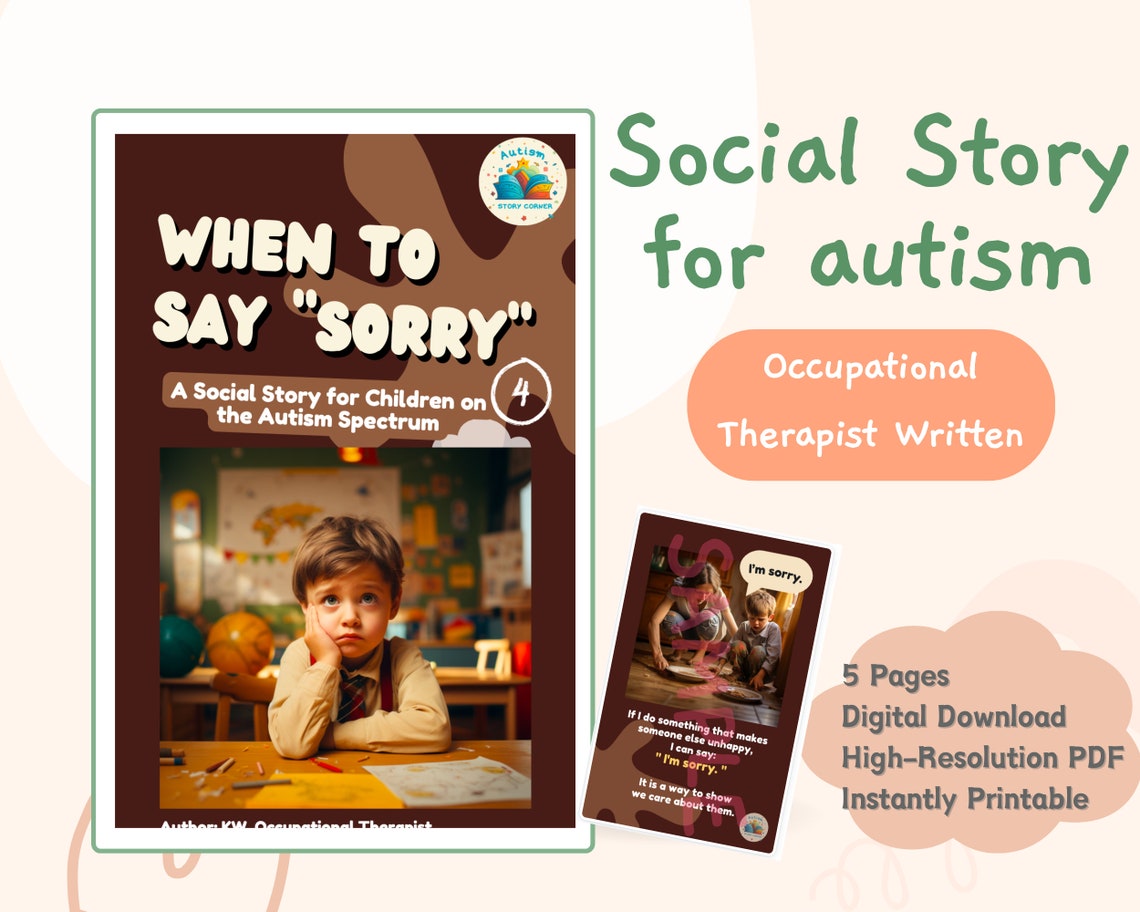 Social Story: When to Say Sorry Printable Autism ADHD Special Education ...