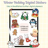 Cute Christmas Clipart Mega Bundle Watercolor Kawaii Christmas Clipart ...