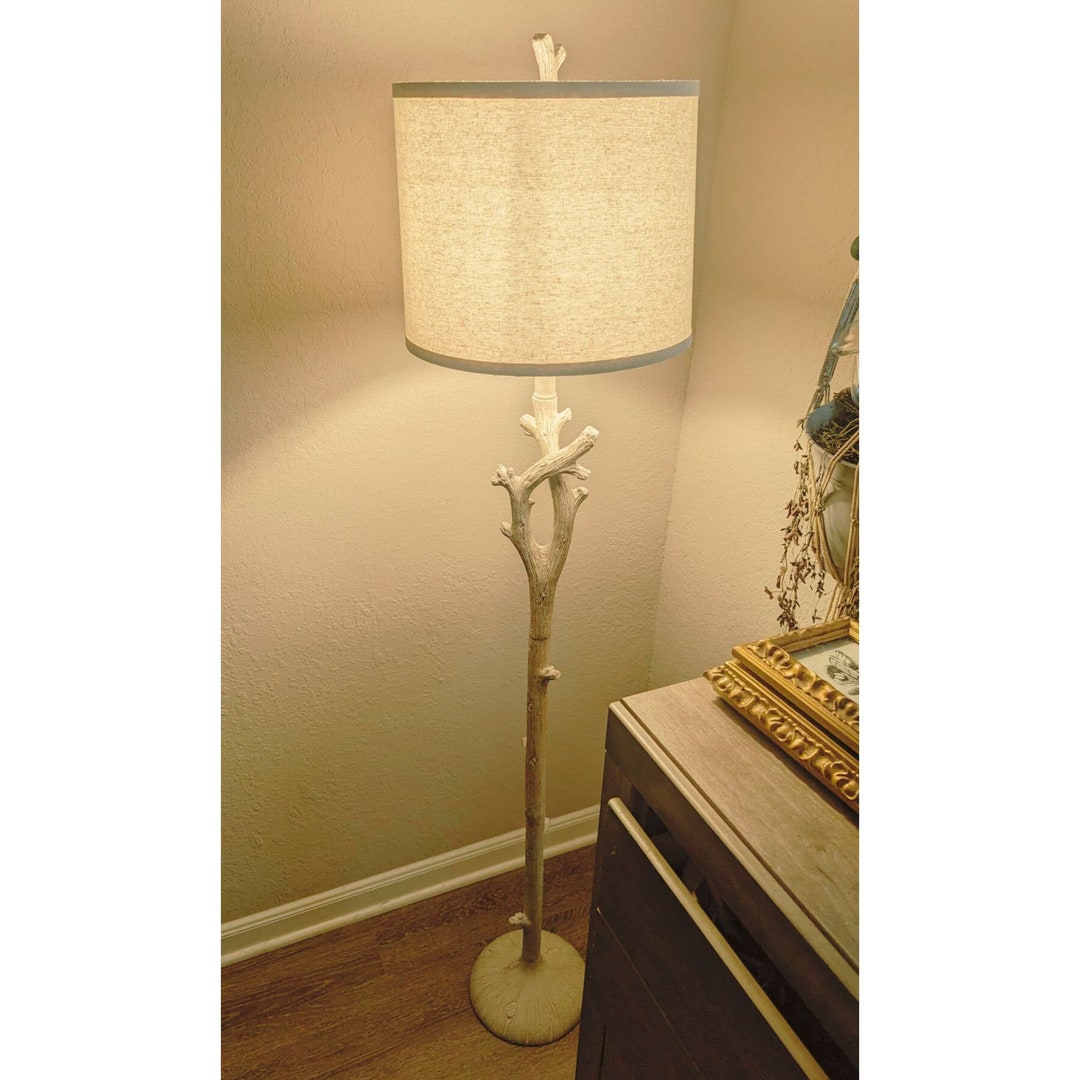 Vintage Wood Grain Floor Lamp Rustic Standing Light for Living Room ...