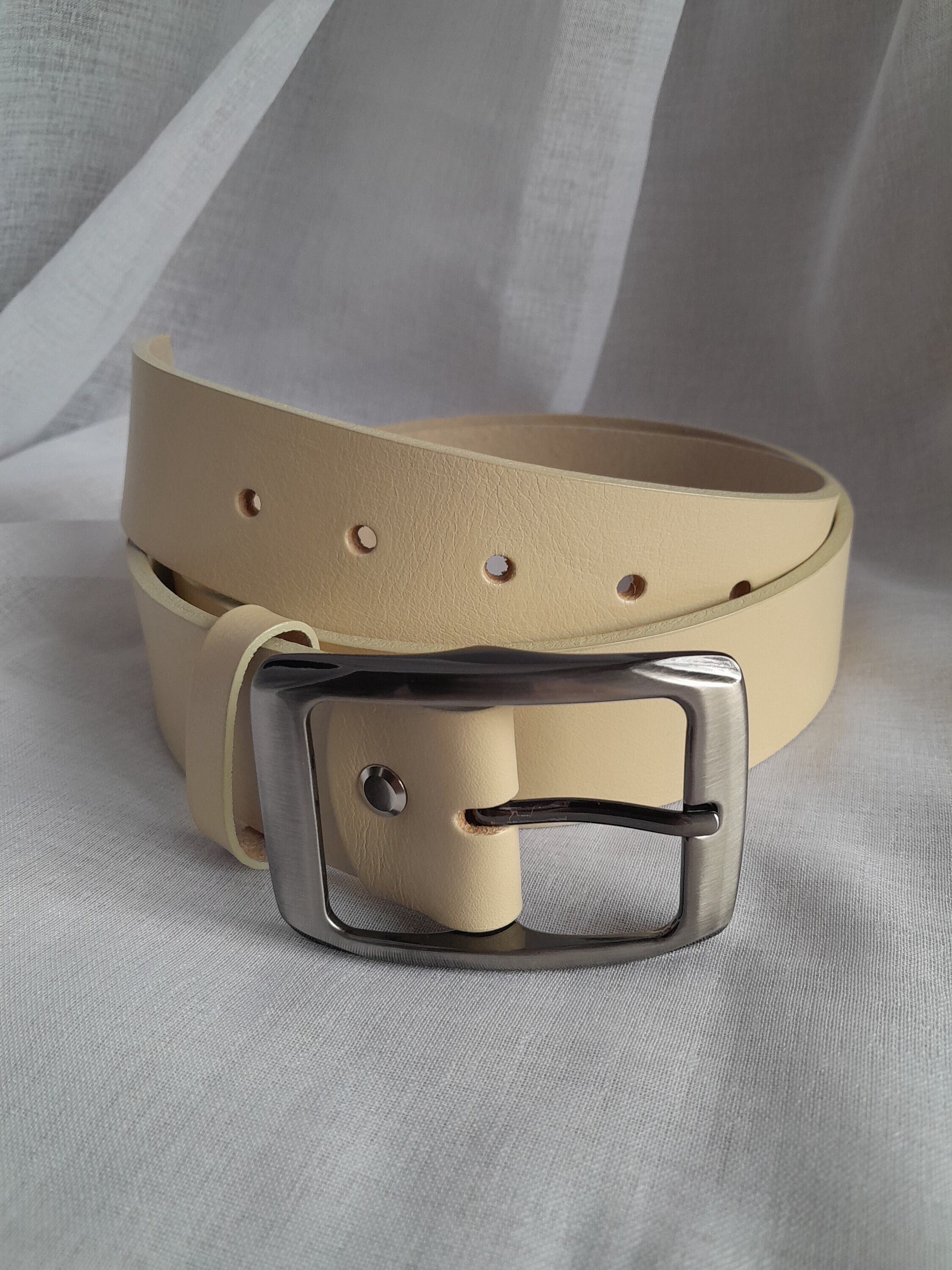 Beige Leather Women's Belt - Etsy