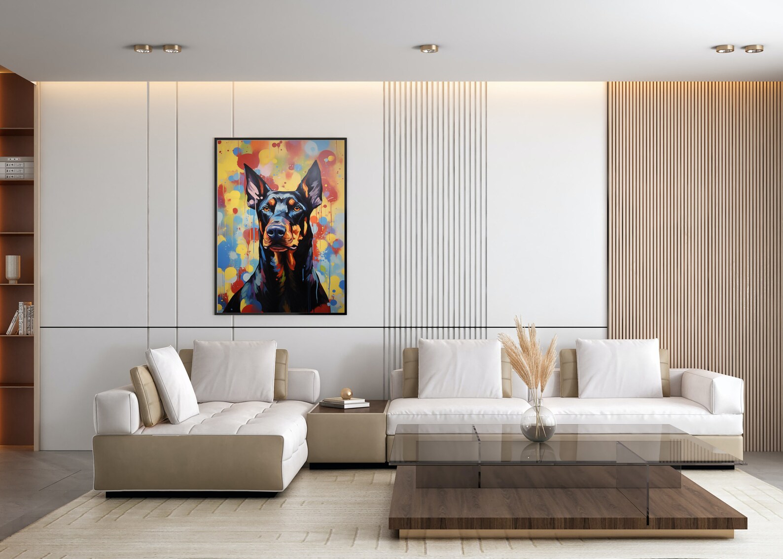 Downloadable Colorful Doberman Print, Doberman Art, Painting, Wall Art ...