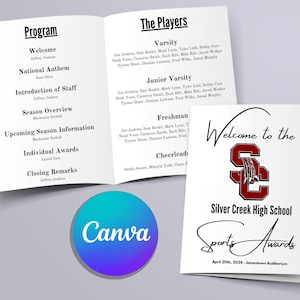 Sports Award Banquet Program Template, Editable Football Softball ...