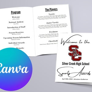 Sports Award Banquet Program Template, Printable Football Softball ...