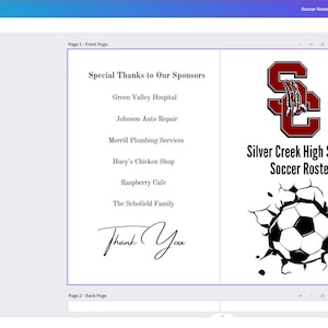 Multi-page Bi-fold Program Canva Template, Sports Team Program or ...
