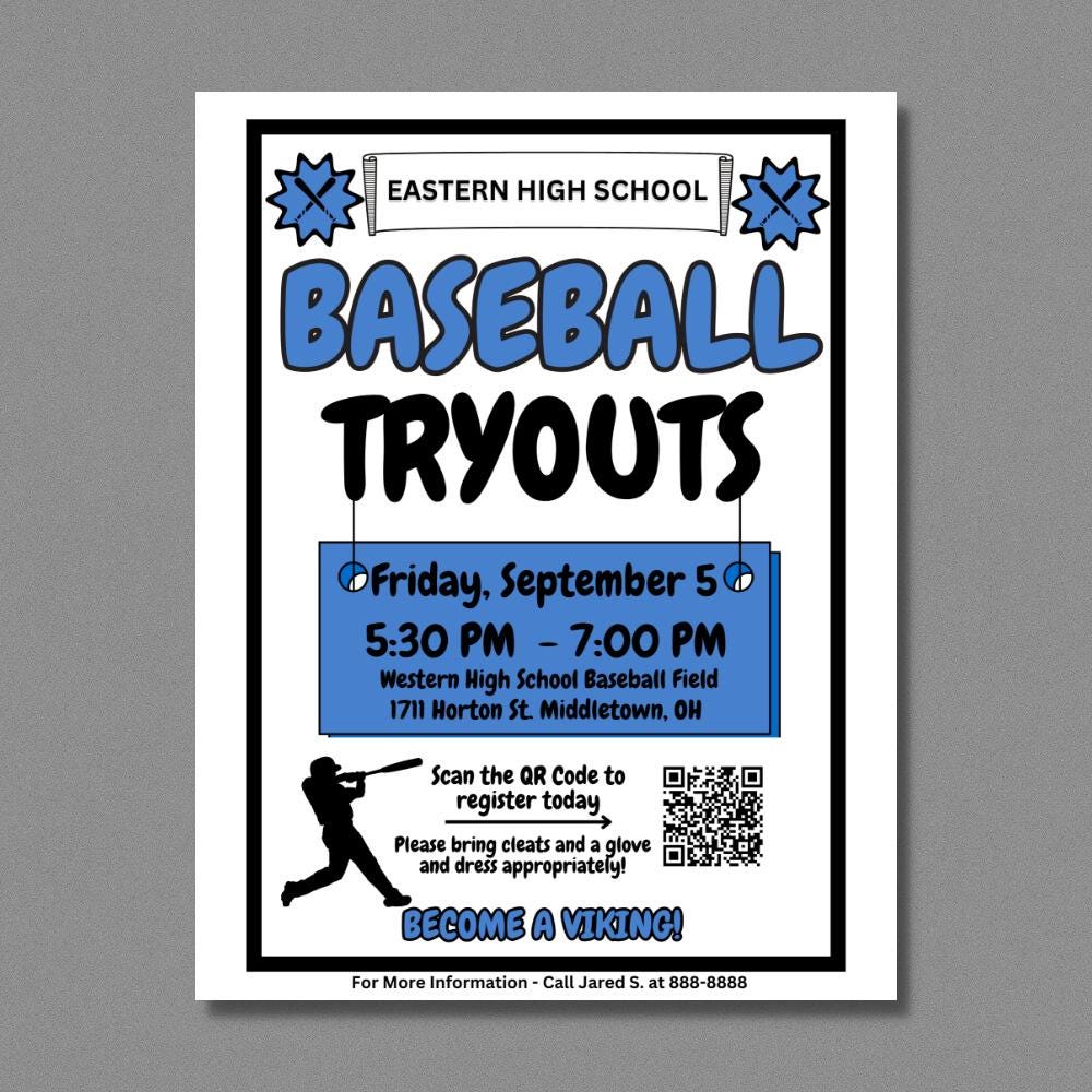 Editable Baseball Tryouts Flyer for Competitive Baseball, Fully ...