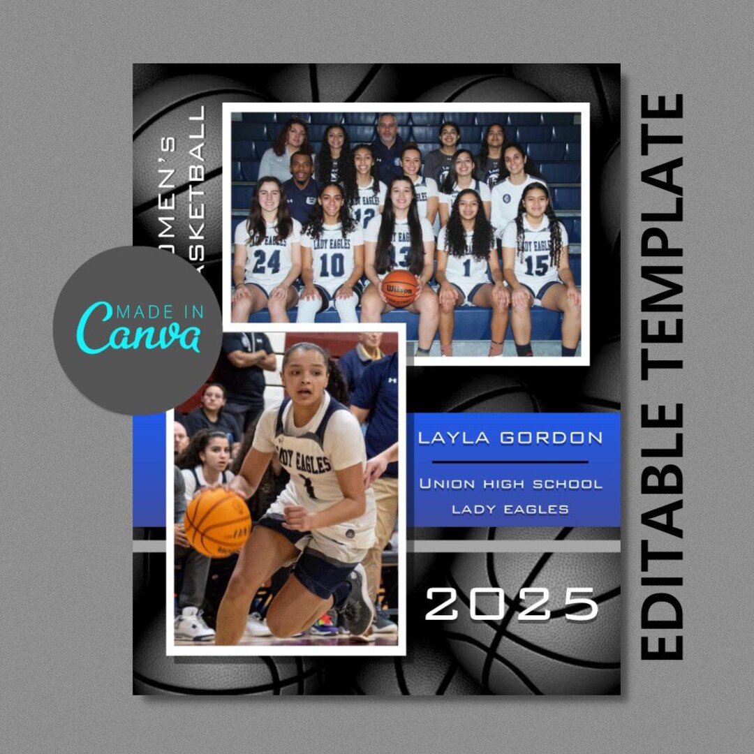 Women's Basketball Memory Mate Canva Digital Template | 8.5" X 11 ...