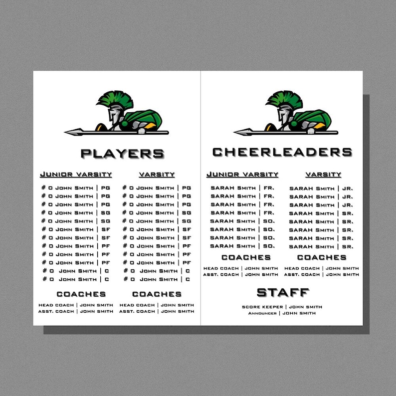 Multi-page Bi-fold Program Canva Template, Sports Team Program | Basketball Program | School ...