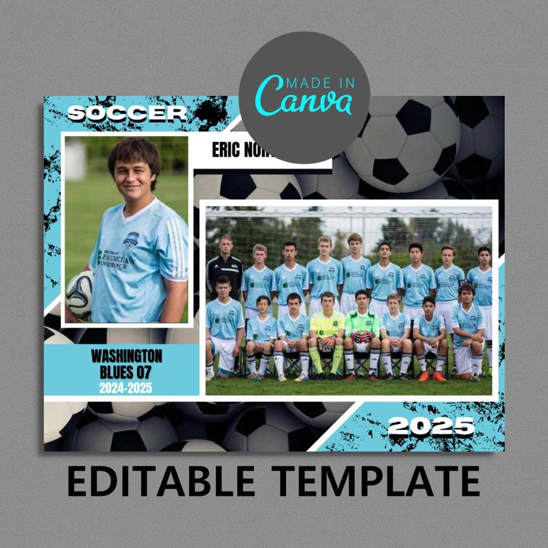 Soccer Memory Mate - Horizontal - Canva Digital Template | 11" X 8.5 ...