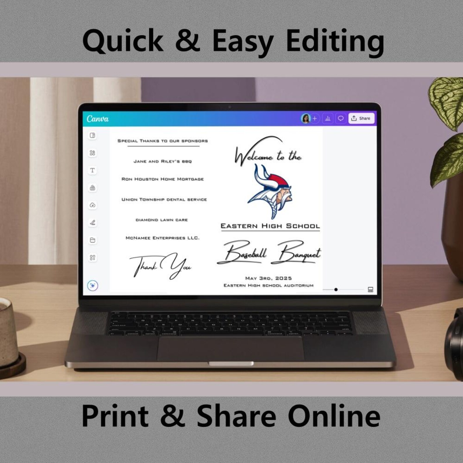 Multi-page Bi-fold Program Canva Template, Sports Team Program or ...