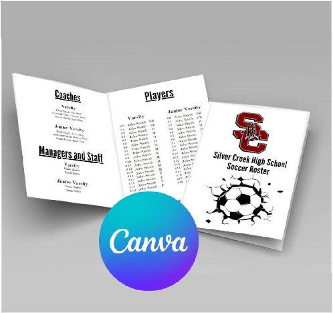 Multi-page Bi-fold Program Canva Template, Sports Team Program or ...