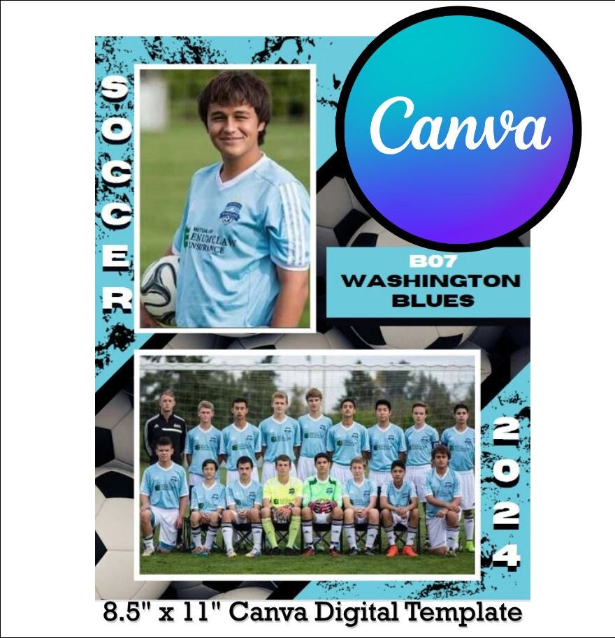 Soccer Memory Mate Canva Digital Template 8.5 X 11 Sports Photoshop ...
