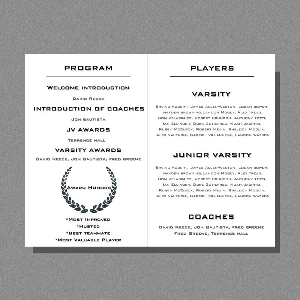 Multi-page Bi-fold Program Canva Template, Sports Team Program or Church Program, Baseball Team ...