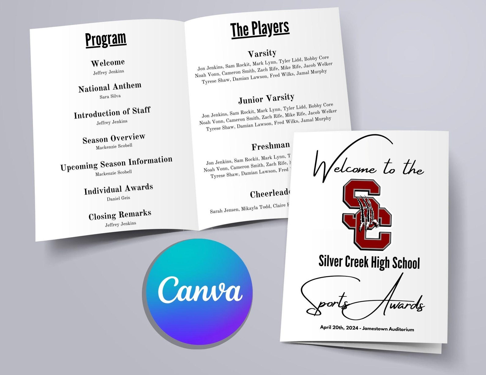 Sports Award Banquet Program Template, Editable Football Softball ...