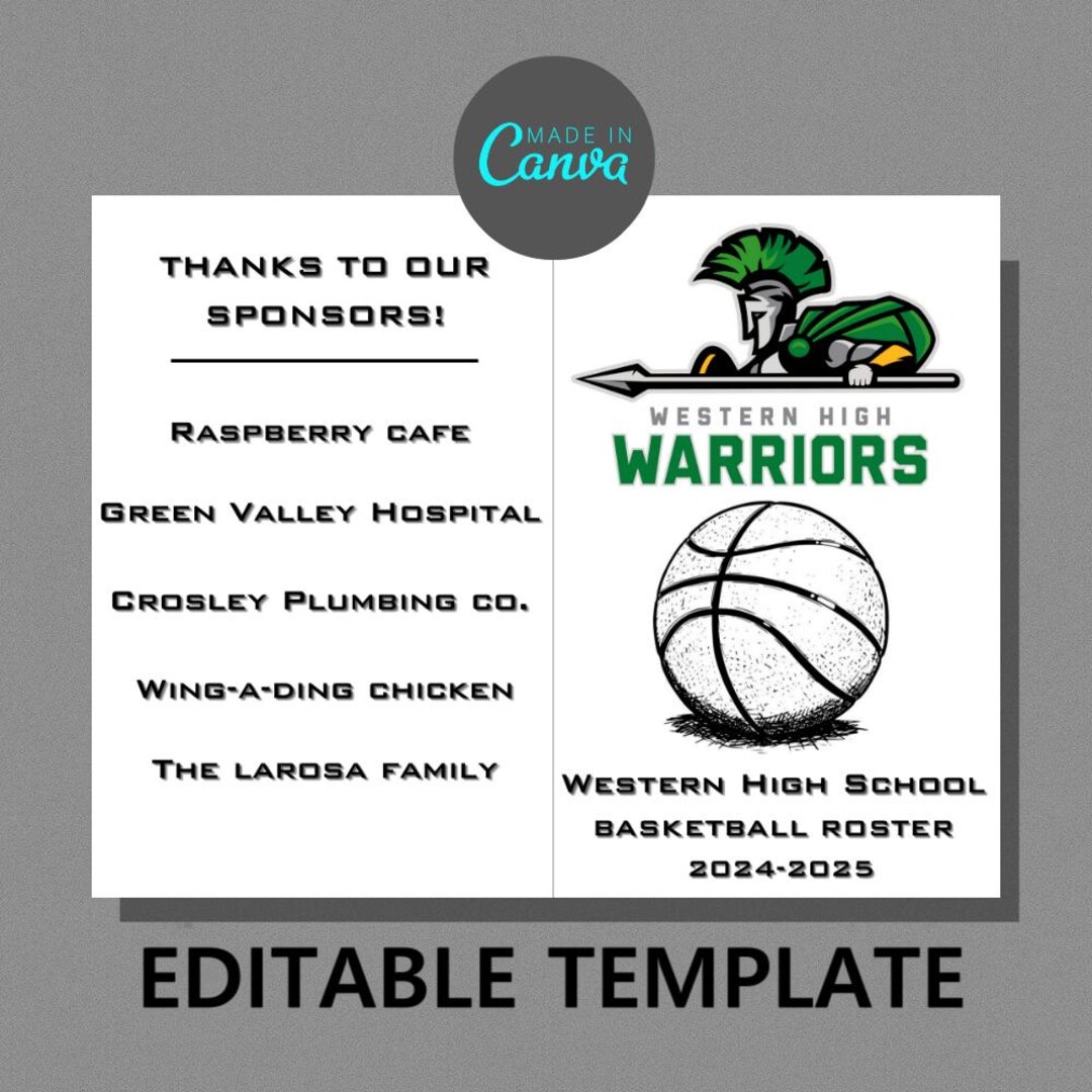 Multi-page Bi-fold Program Canva Template, Sports Team Program ...