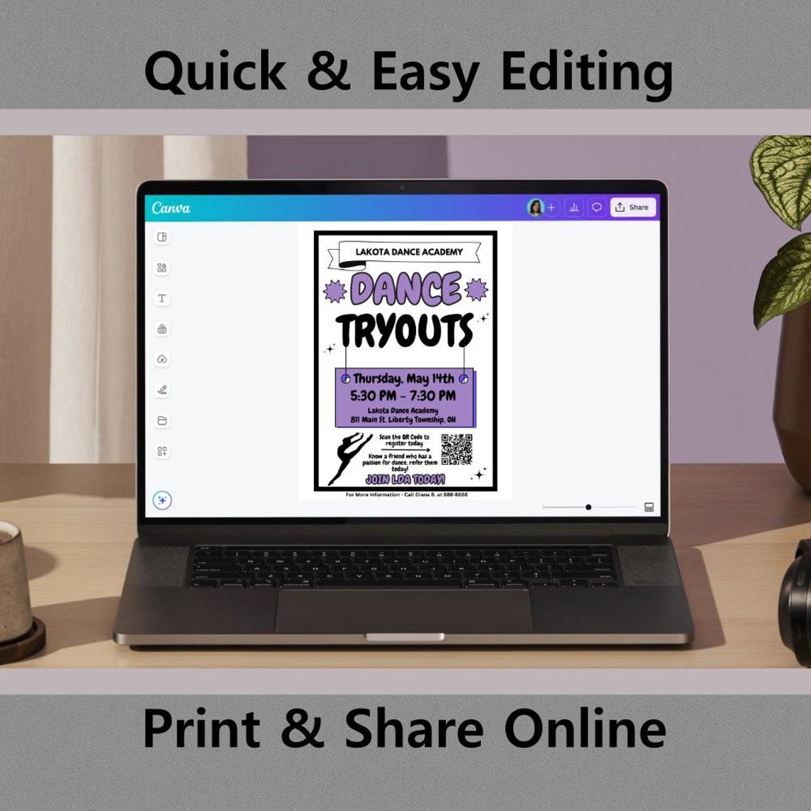 Editable Dance Tryouts Flyer for Competitive Dance and Dance Academy ...