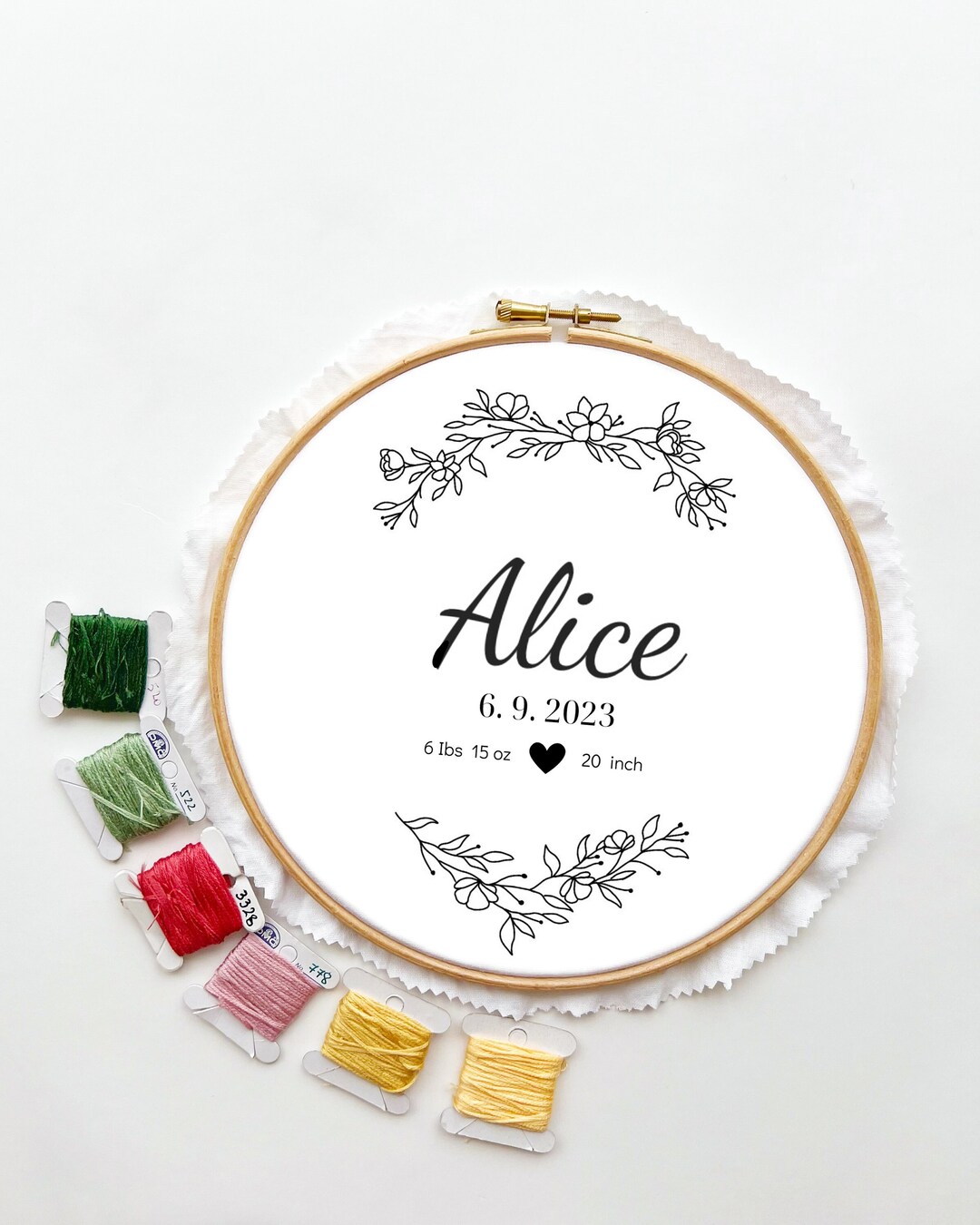 Customizable Hand Embroidery Pattern PDF, Personalized Birth ...