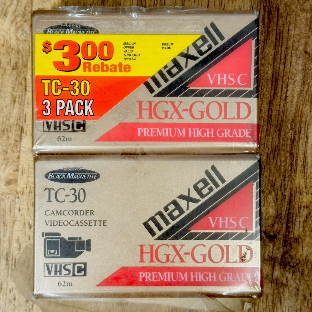 Sealed Maxell TC-30 VHS-C Hgx-gold Cassette Tapes (set of 2) - Etsy