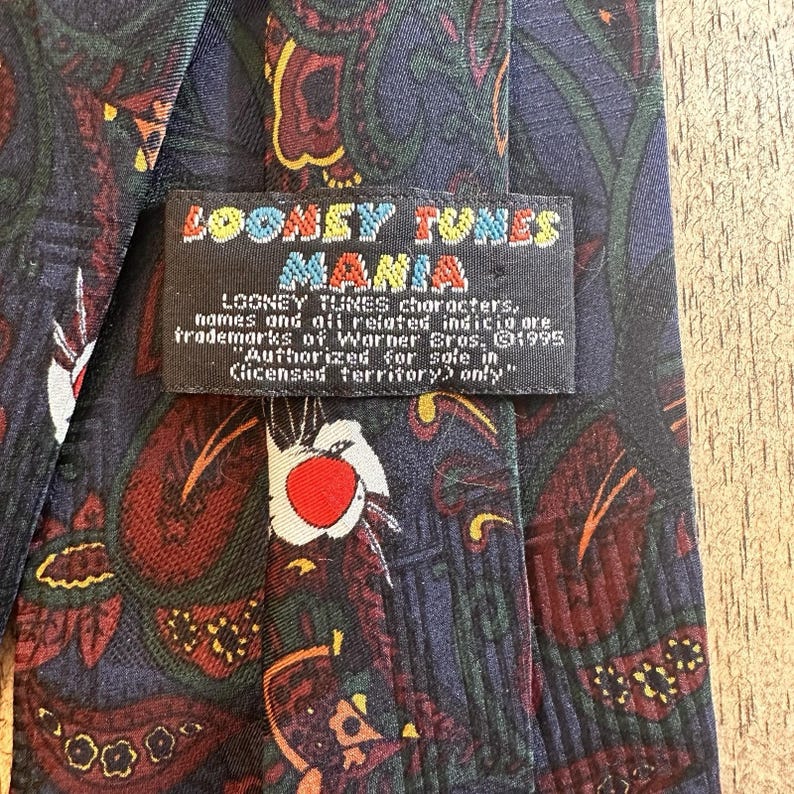 Vintage Looney Tunes Mania TAZ Bugs Wil-e Yosemite Sam Print Neck Tie 1995 - Etsy