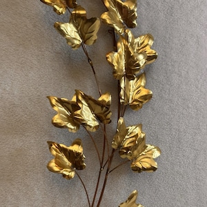 HOMCO Vintage Ivy Leaf Branch Brass & Gold Tone Metal Wall Decor 18" X ...