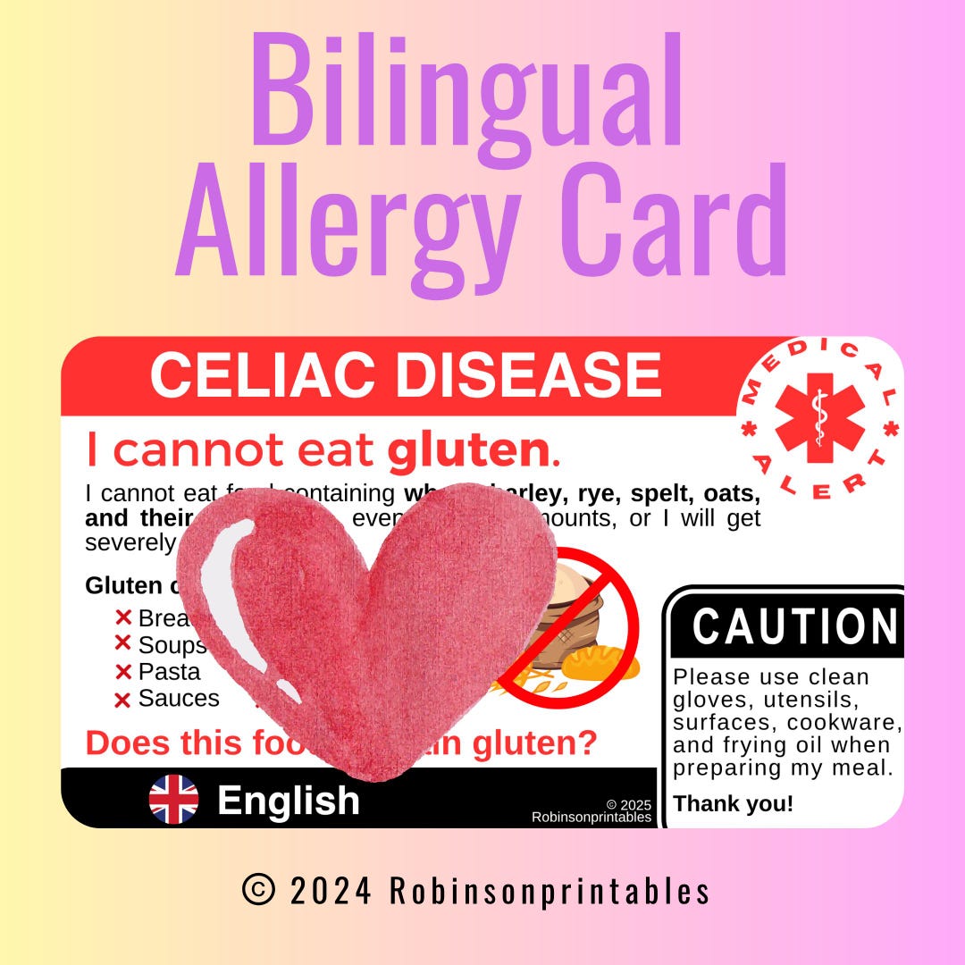 Indonesian Celiac Disease Translation Card: Gluten Allergy Dining ...