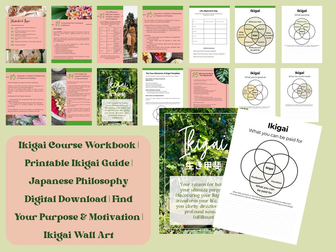 Ikigai Course Workbook Printable Ikigai Guide Japanese Philosophy ...