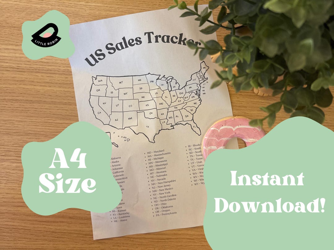 US Sales Map: Business Zip Code Tracker (printable) - Etsy