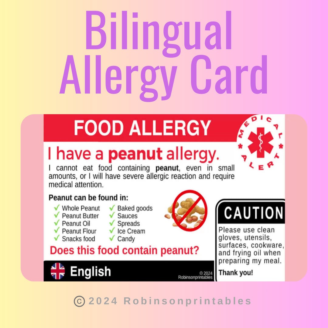 Peanut Allergy Translation Card: Polish Language Travel (printable) - Etsy