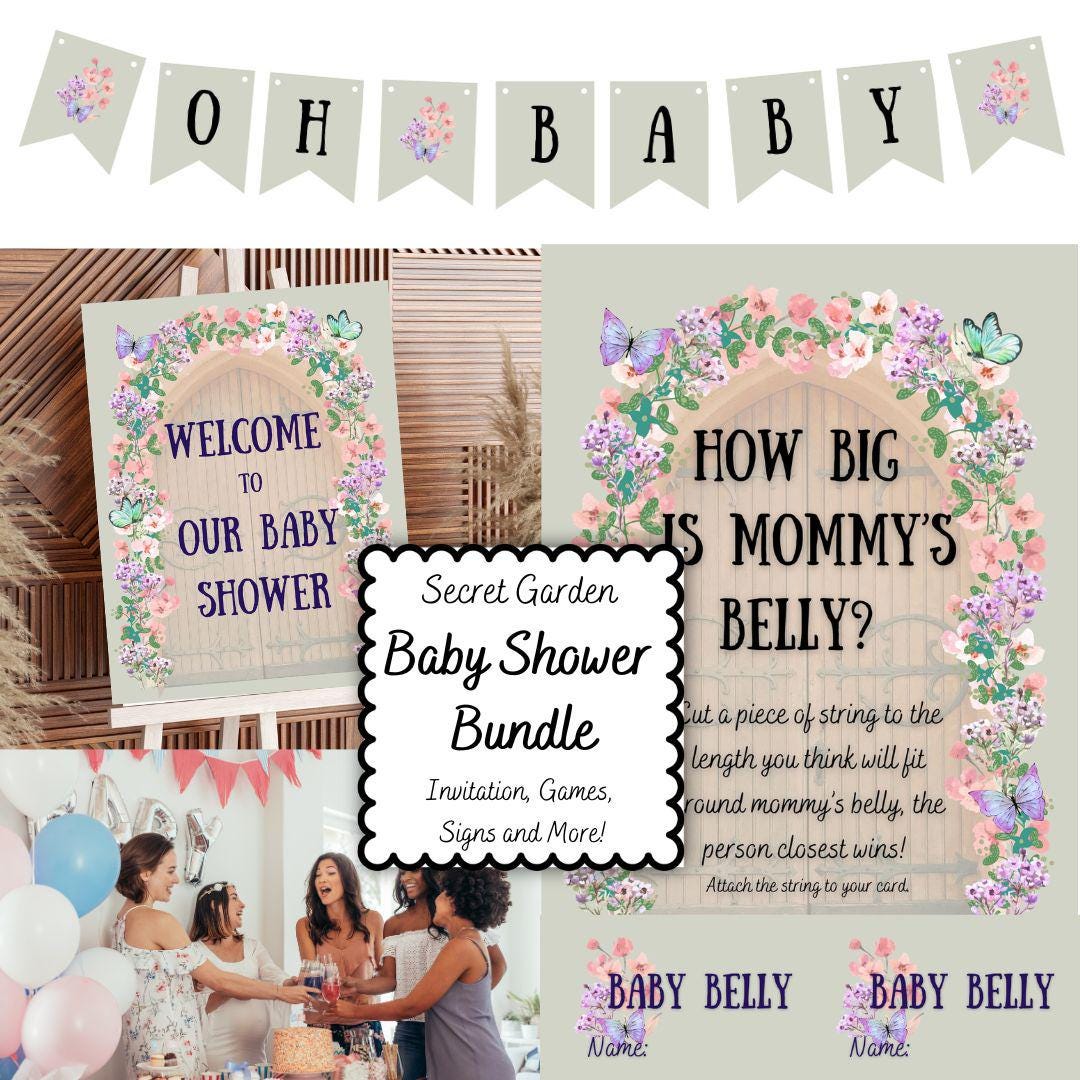 Editable Baby Shower Pack - Secret Garden - Etsy