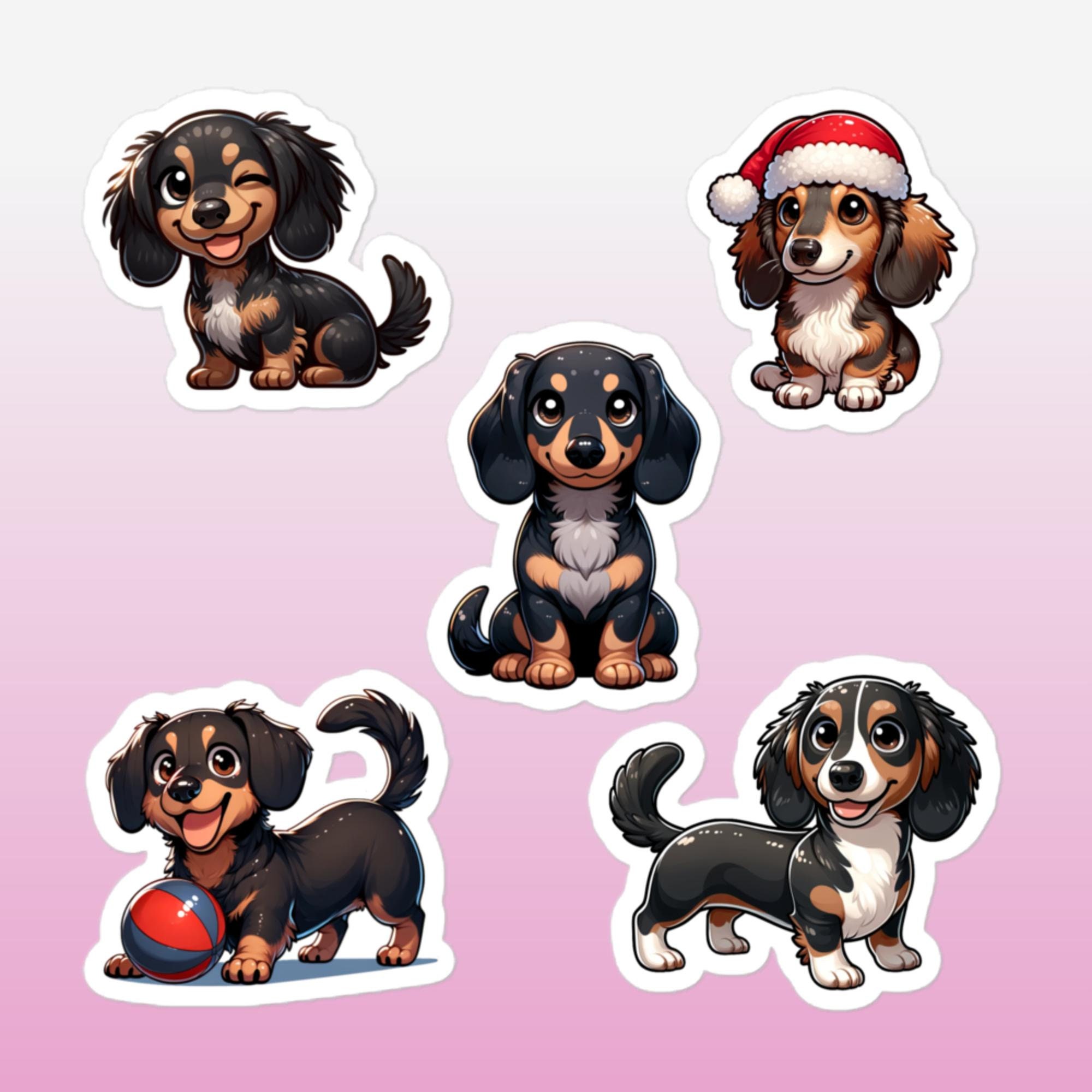Adorable Kawaii Dachshund Sticker Pack 5 Mini Stickers for Laptops ...