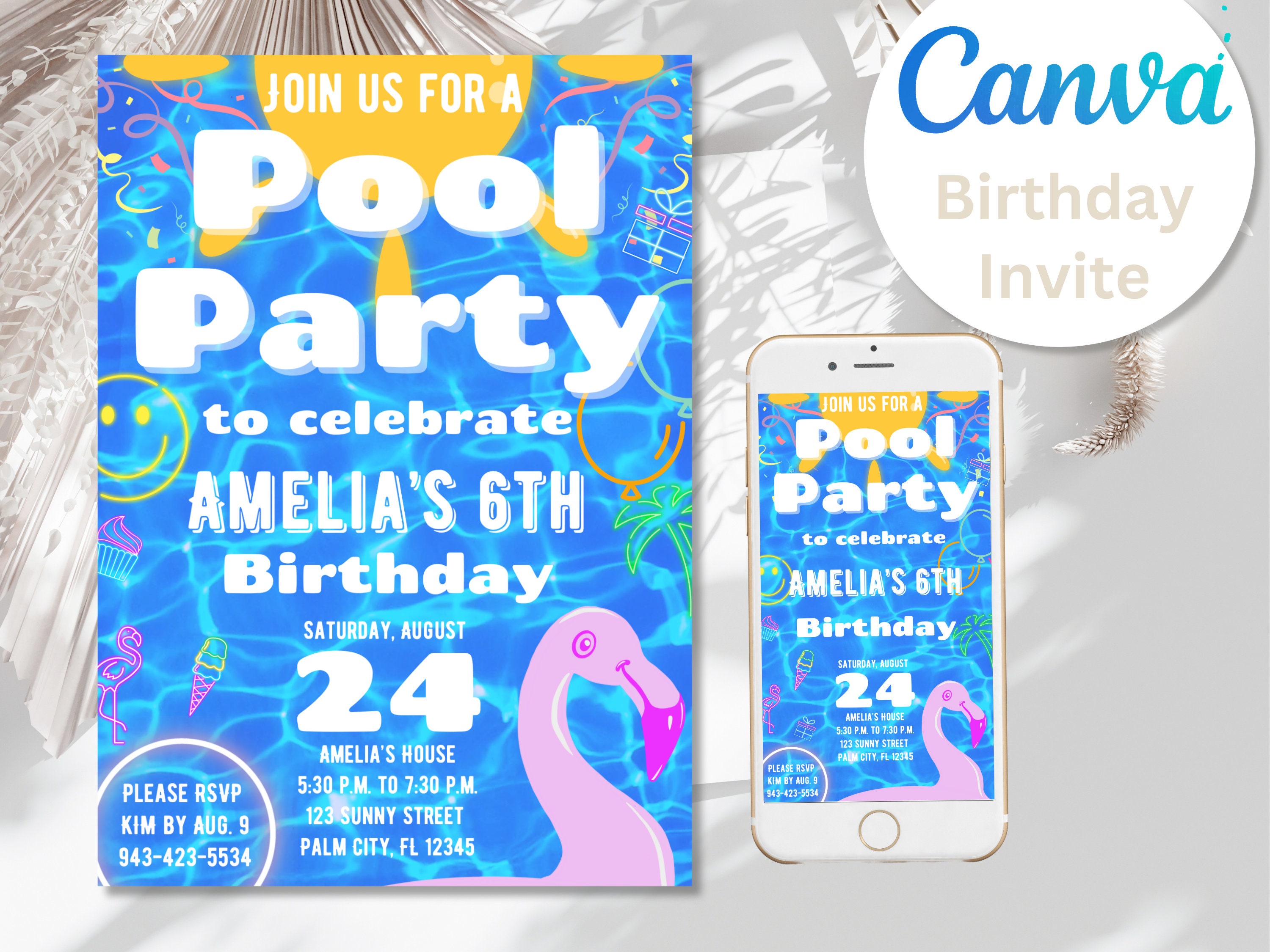 Pool Party Birthday Invite Template Summer Pool Party Text Invitation ...