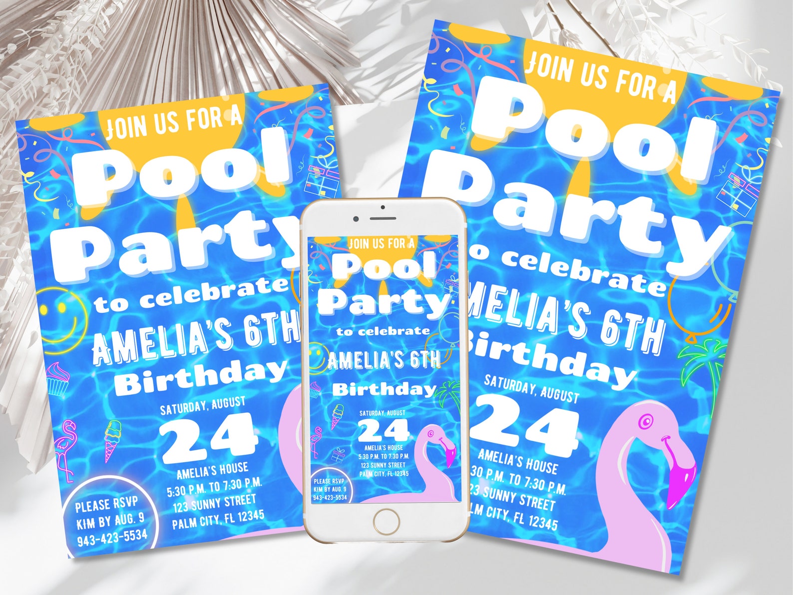 Pool Party Birthday Invite Template Summer Pool Party Text Invitation ...