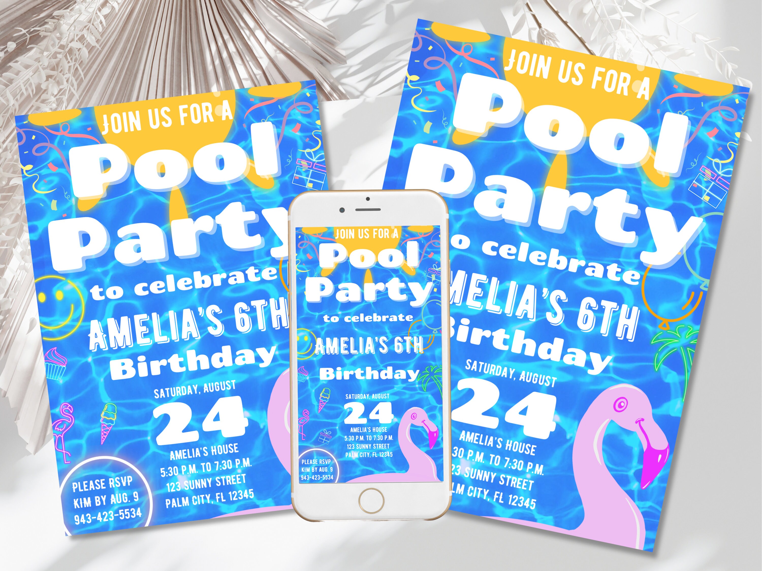 Pool Party Birthday Invite Template Summer Pool Party Text Invitation ...