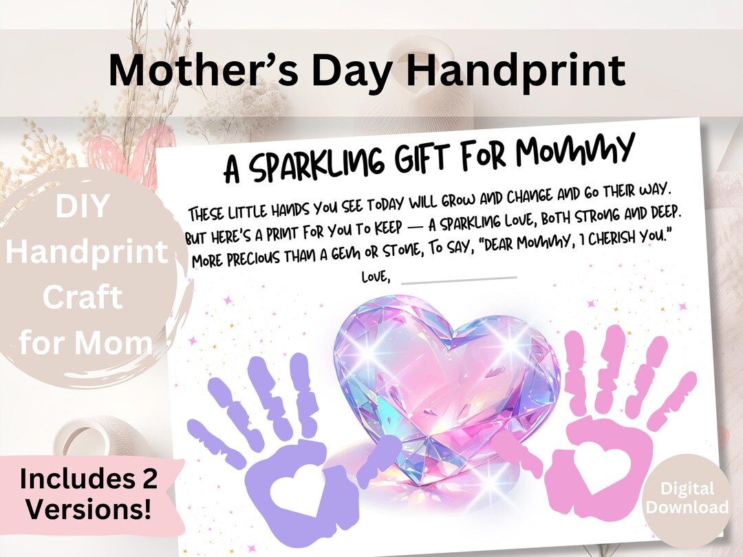 Mother’s Day Handprint Craft – Printable Poem Keepsake Card for Mom ...