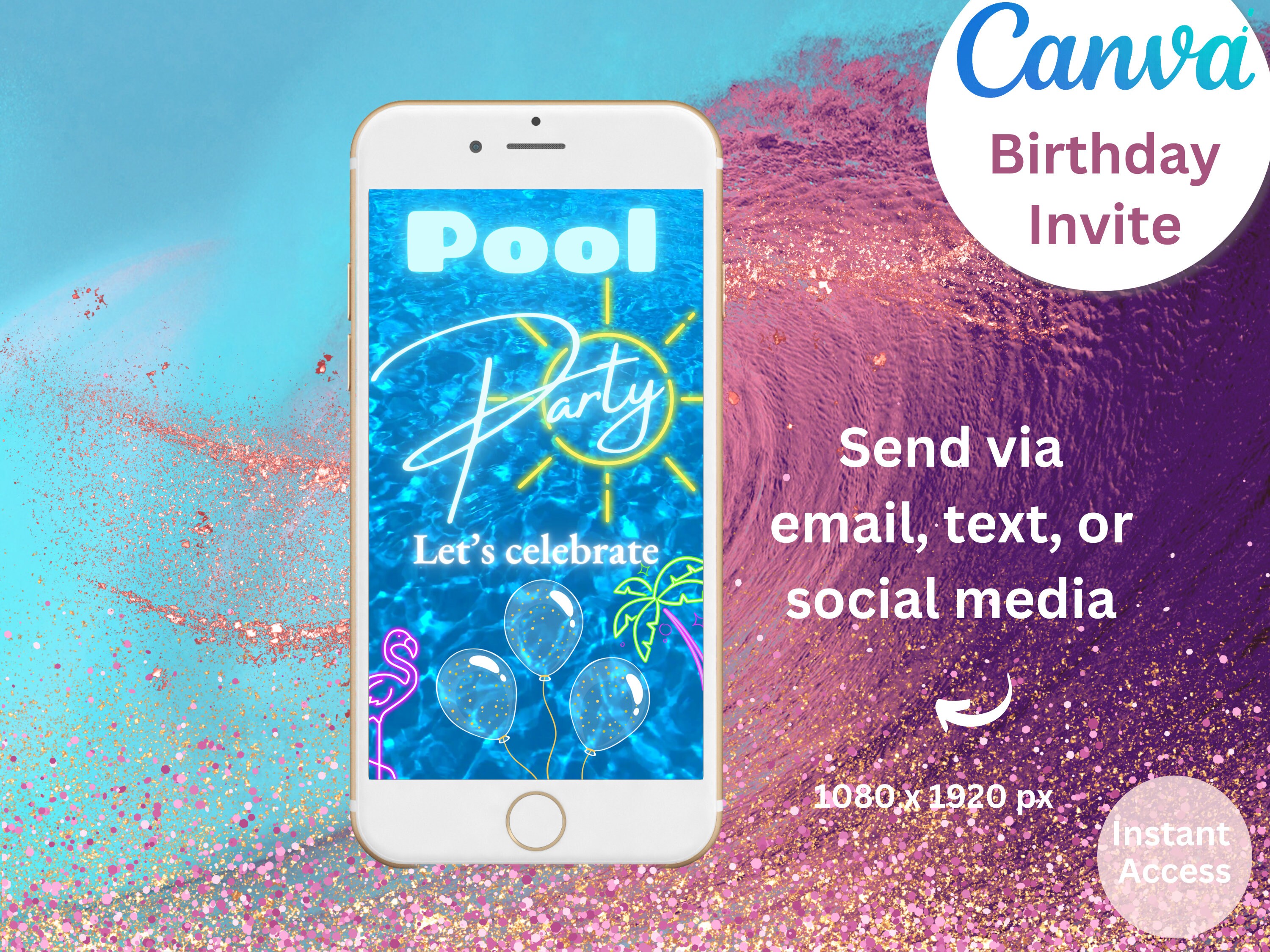 Animated Pool Party Invite Swim Party Invite Birthday Evite Pool Party ...