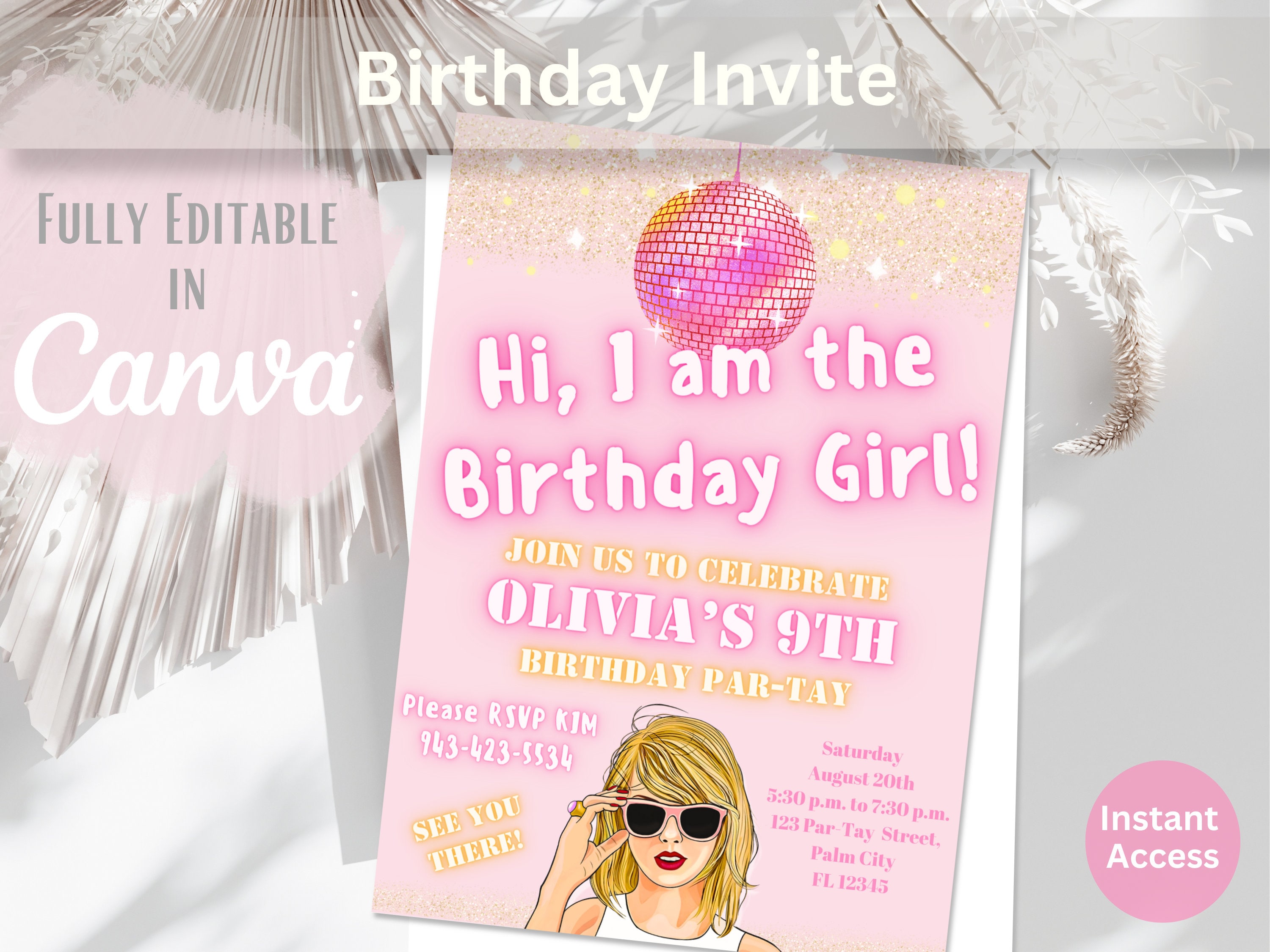 Taylor Birthday Invite Template Taylor Birthday Era Birthday Party ...
